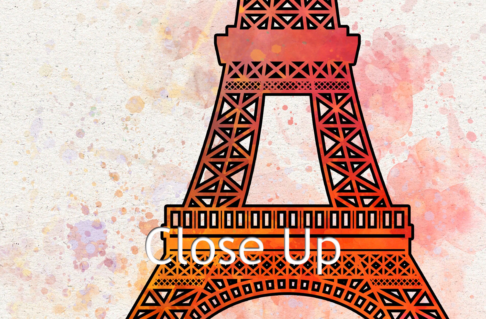 Paris Landmark in Watercolor With Splatters 8x10 In. to 12x16 In ...