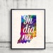 Indiana - Map in Watercolor - Fine Art Print Glicee Poster Decor Home ...