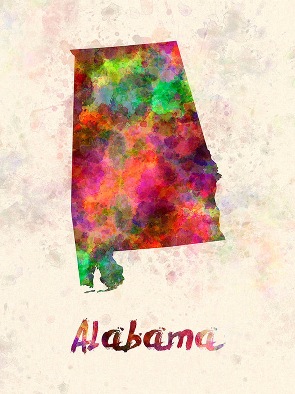 Alabama US State in Watercolor Background 8x10 In. to 12x16 - Etsy