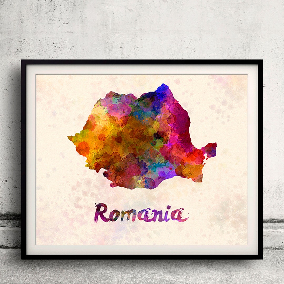 Romania - Map in Watercolor - Fine Art Print Glicee Poster Decor Home ...