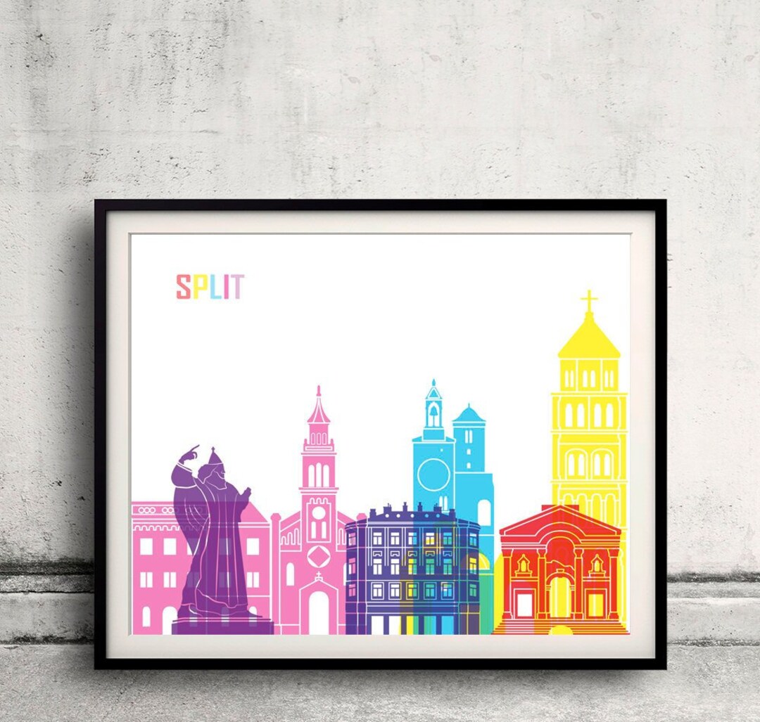 Split Pop Art Skyline 8x10 In. to 12x16 In. Fine Art Print Glicee ...