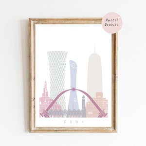 Doha Skyline Poster - Fine Art Print Landmarks Skyline Poster Gift ...