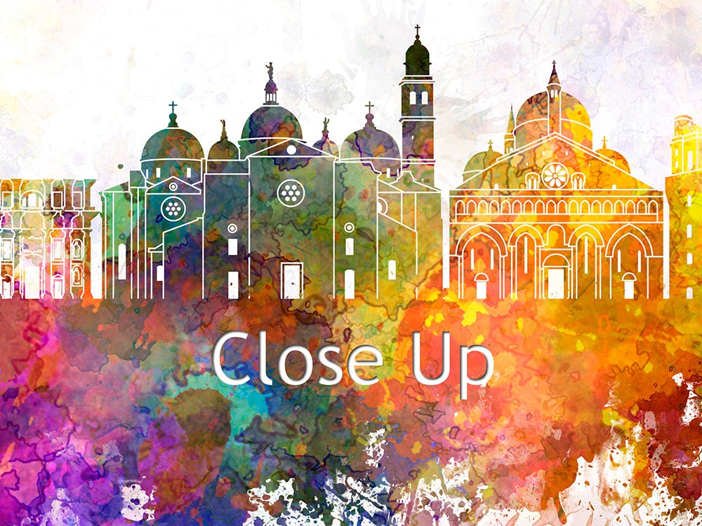 Padua Skyline in Watercolor Background 8x10 In. to 12x16 In. Poster ...