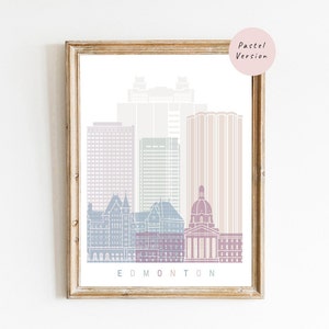 Edmonton Skyline Poster - Fine Art Print Landmarks Skyline Poster Gift ...