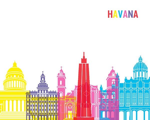 Havana Pop Art Skyline 8x10 In. to 12x16 In. Fine Art Print | Etsy
