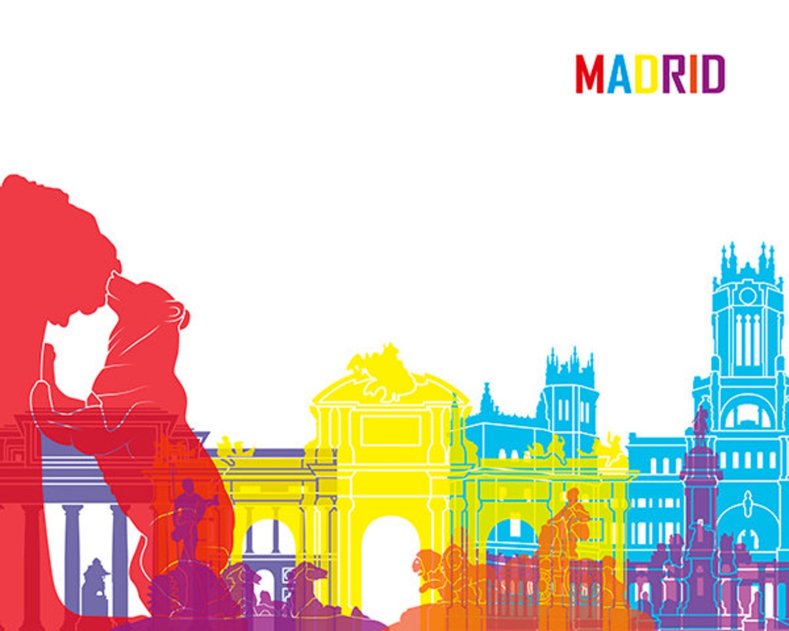 Madrid Pop Art Skyline 8x10 In. to 12x16 In. Fine Art Print - Etsy