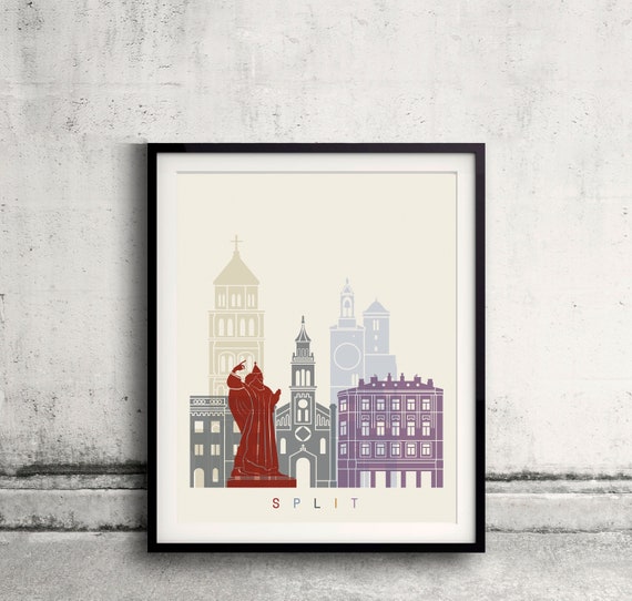 Split Skyline Poster Fine Art Print Landmarks Skyline Poster | Etsy
