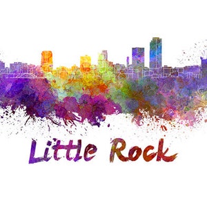 Little Rock Skyline in Watercolor Over White Background With Name of ...