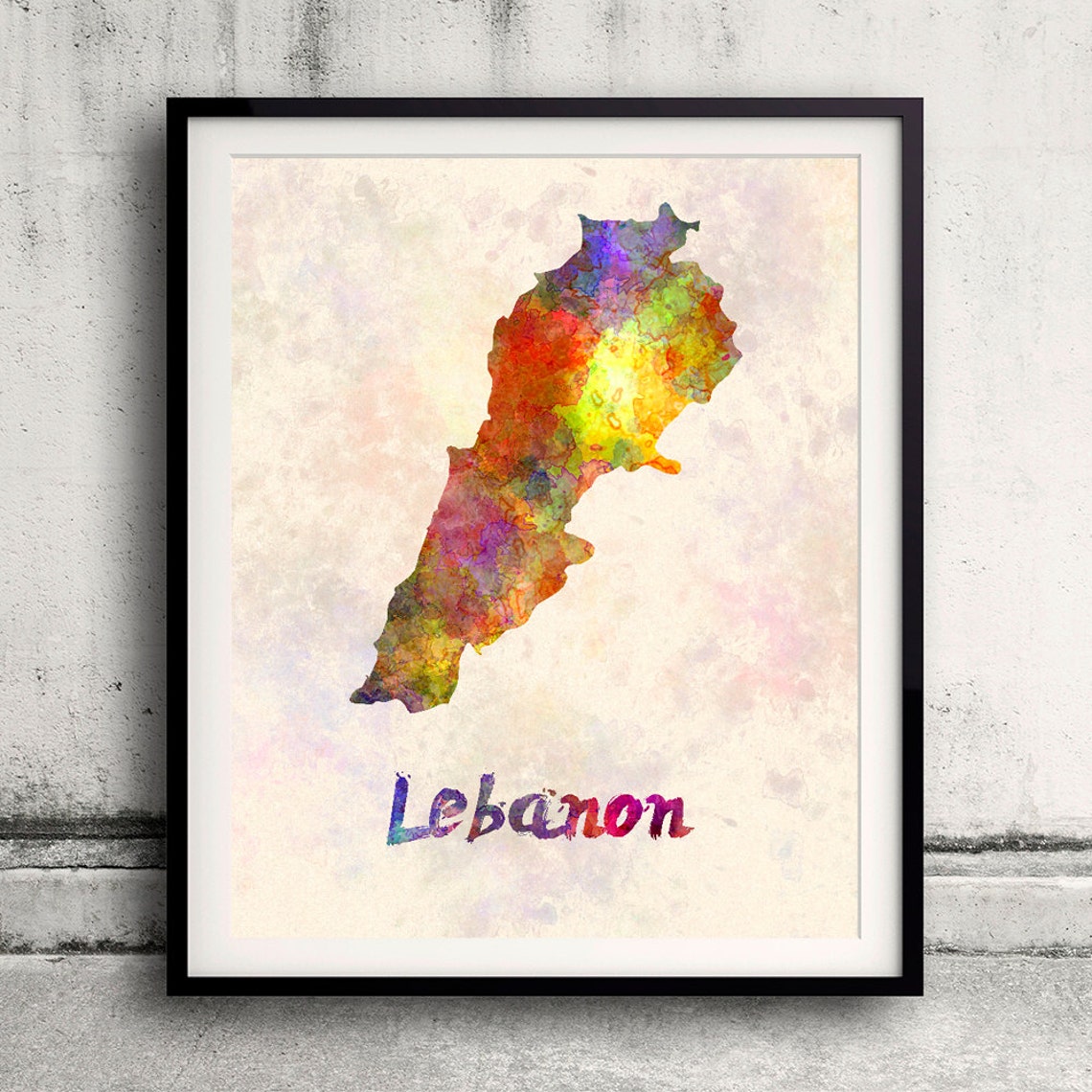 Lebanon Map in Watercolor Fine Art Print Glicee Poster - Etsy