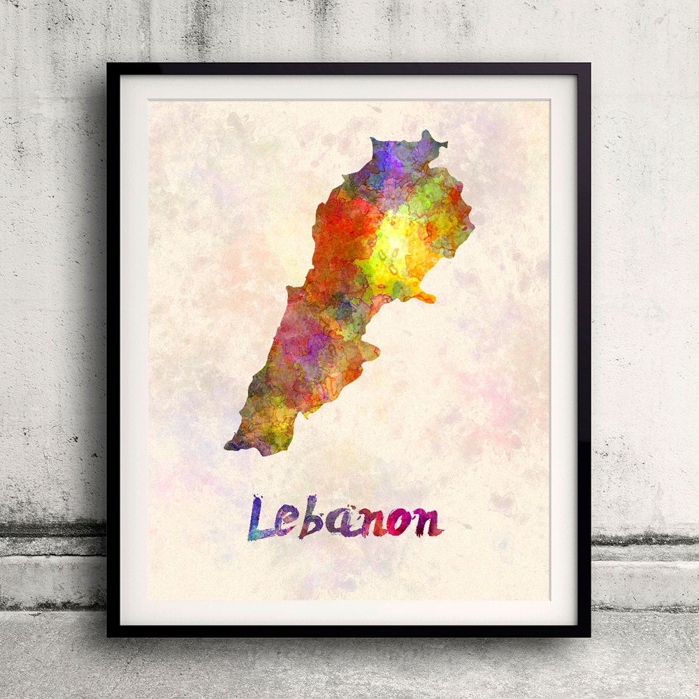 Lebanon Map in watercolor Fine Art Print Glicee Poster | Etsy