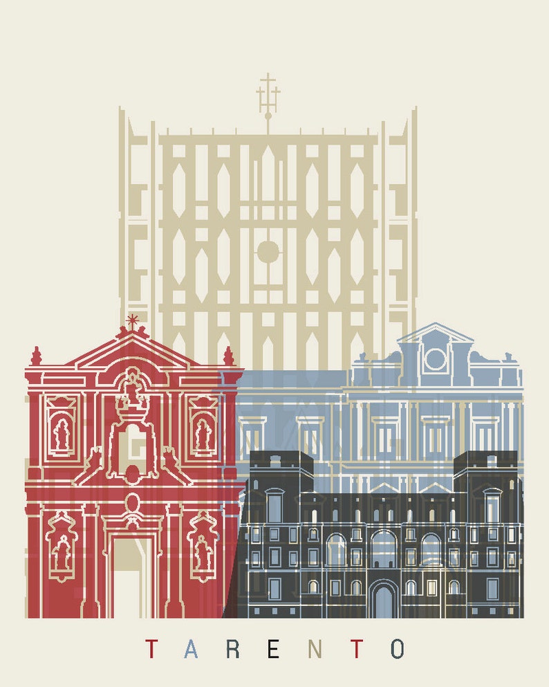 Tarento Skyline Poster Fine Art Print Landmarks Skyline - Etsy