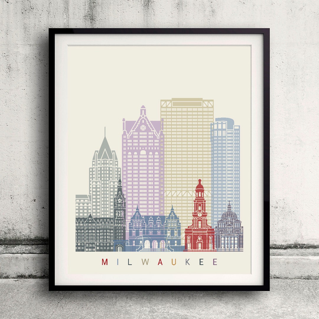 Milwaukee Skyline Poster - Fine Art Print Landmarks Skyline Poster Gift ...