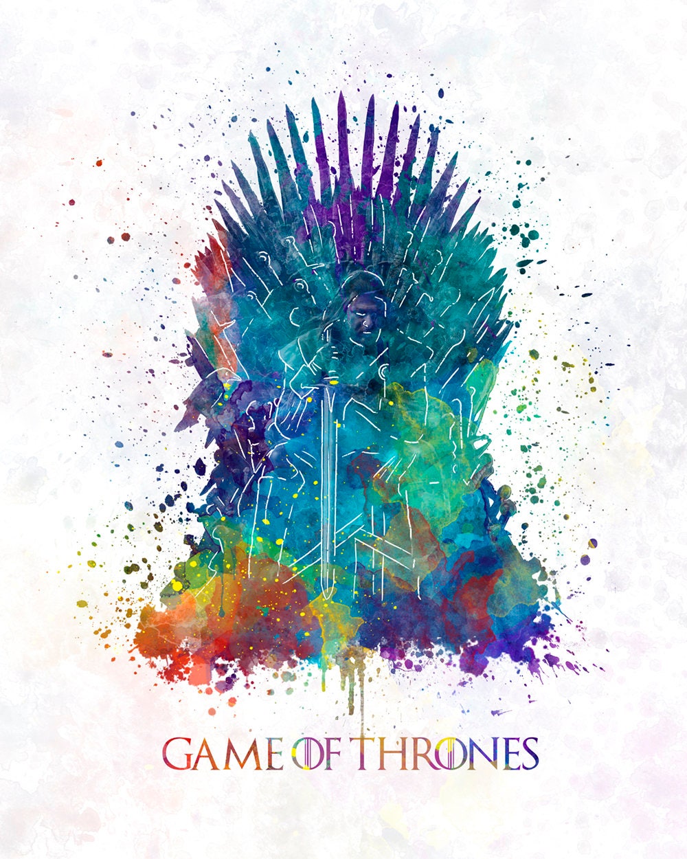 Game of Thrones Throne King Fine Art Print Glicee Poster Watercolor ...