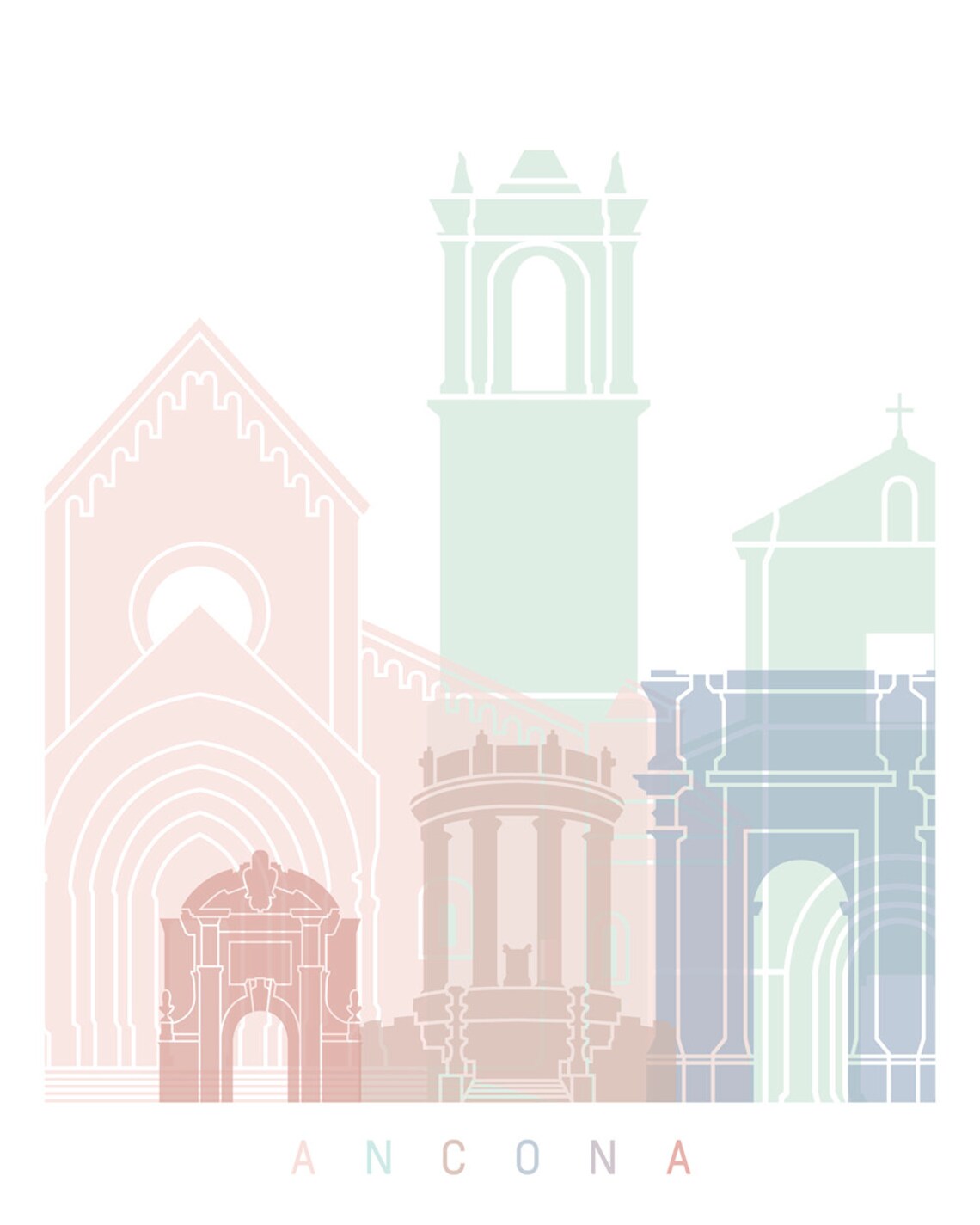 Ancona Skyline Poster Fine Art Print Landmarks Skyline - Etsy