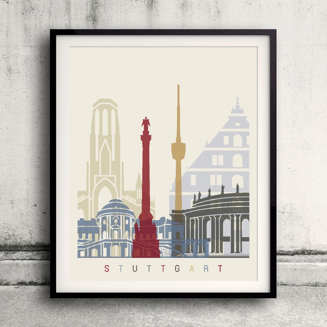 Stuttgart Skyline Poster - Fine Art Print Landmarks Skyline Poster Gift ...