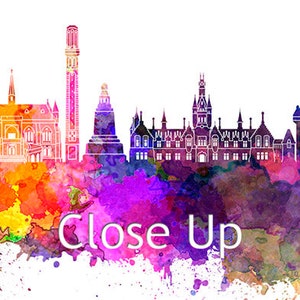 Dundee Skyline in Watercolor Over White Background With Name of City ...