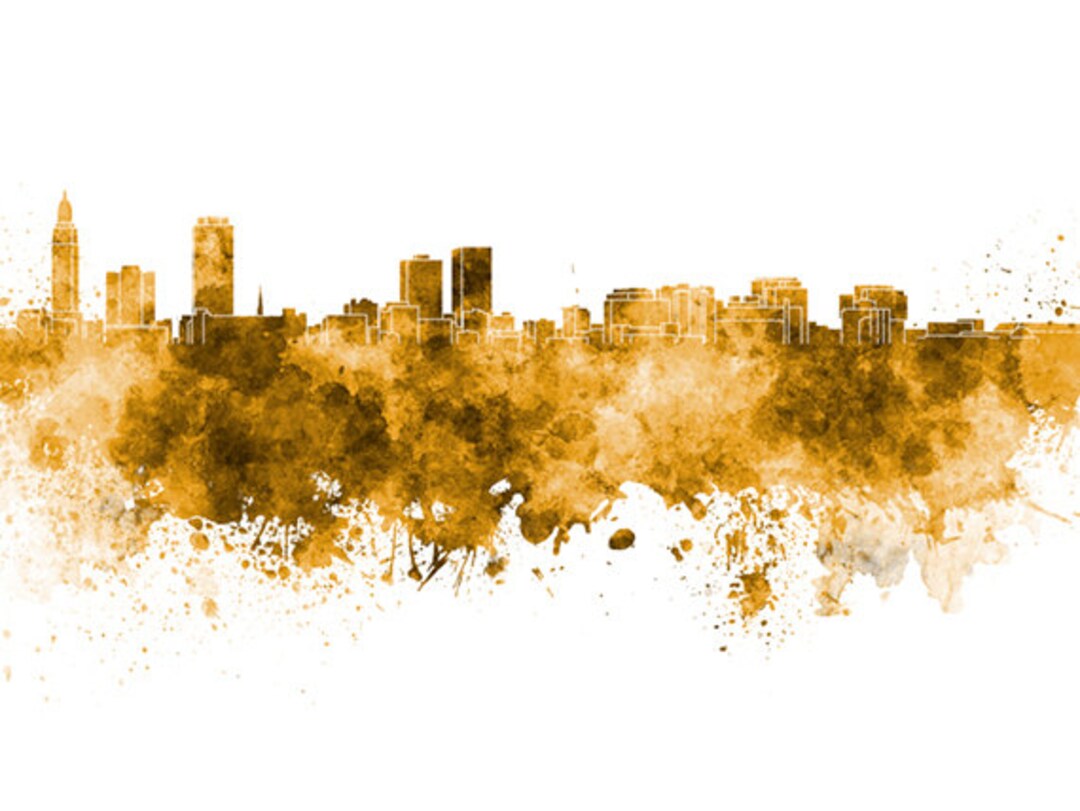 Baton Rouge Skyline in Watercolor on White, 8 Monochrome Colors, and ...