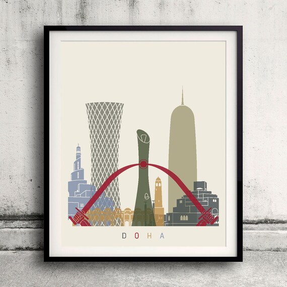 Doha Skyline Poster Fine Art Print Landmarks Skyline Poster | Etsy