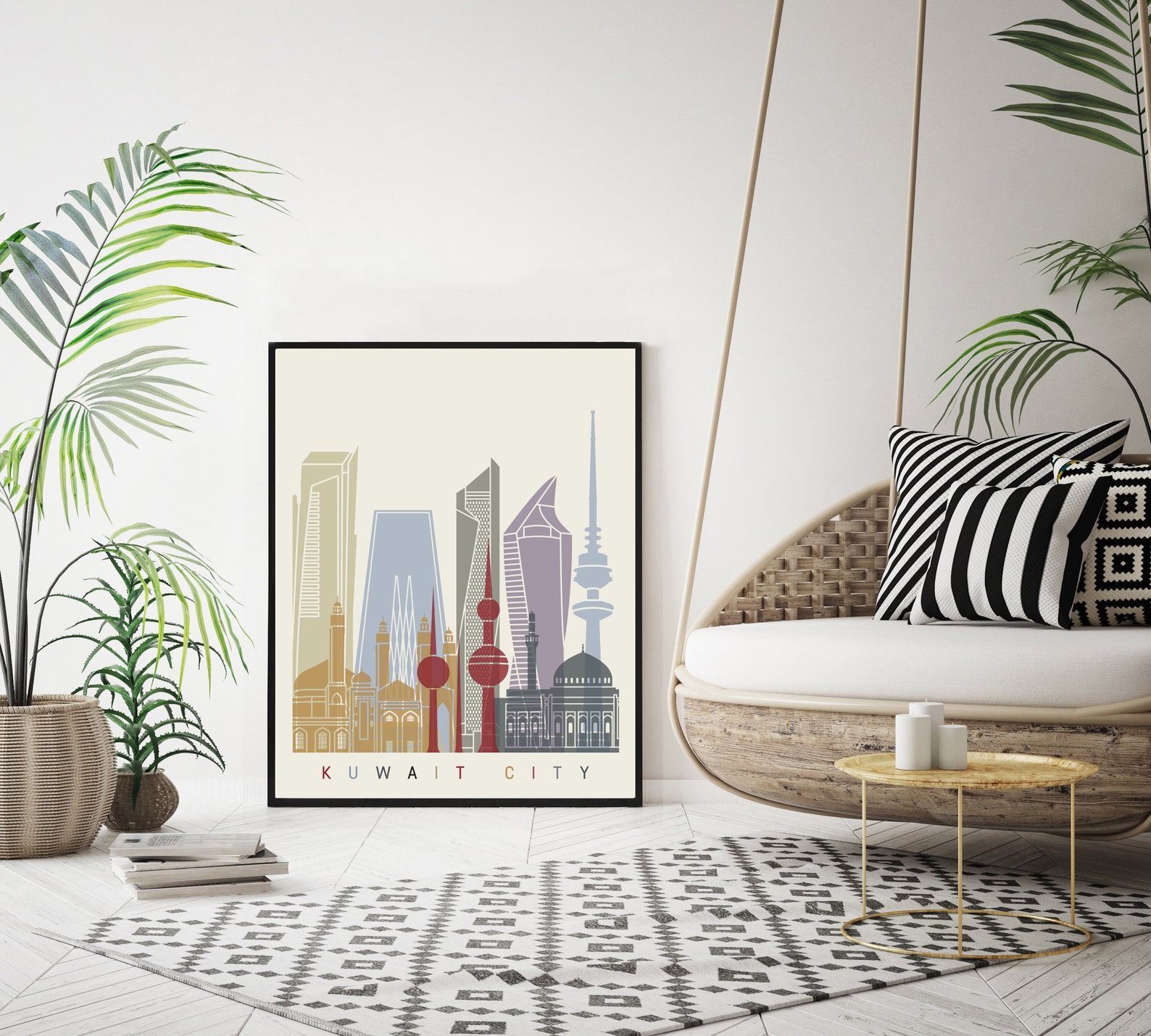Kuwait skyline poster Fine Art Print Landmarks skyline | Etsy