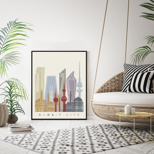 Kuwait Skyline Poster - Fine Art Print Landmarks Skyline Poster Gift ...