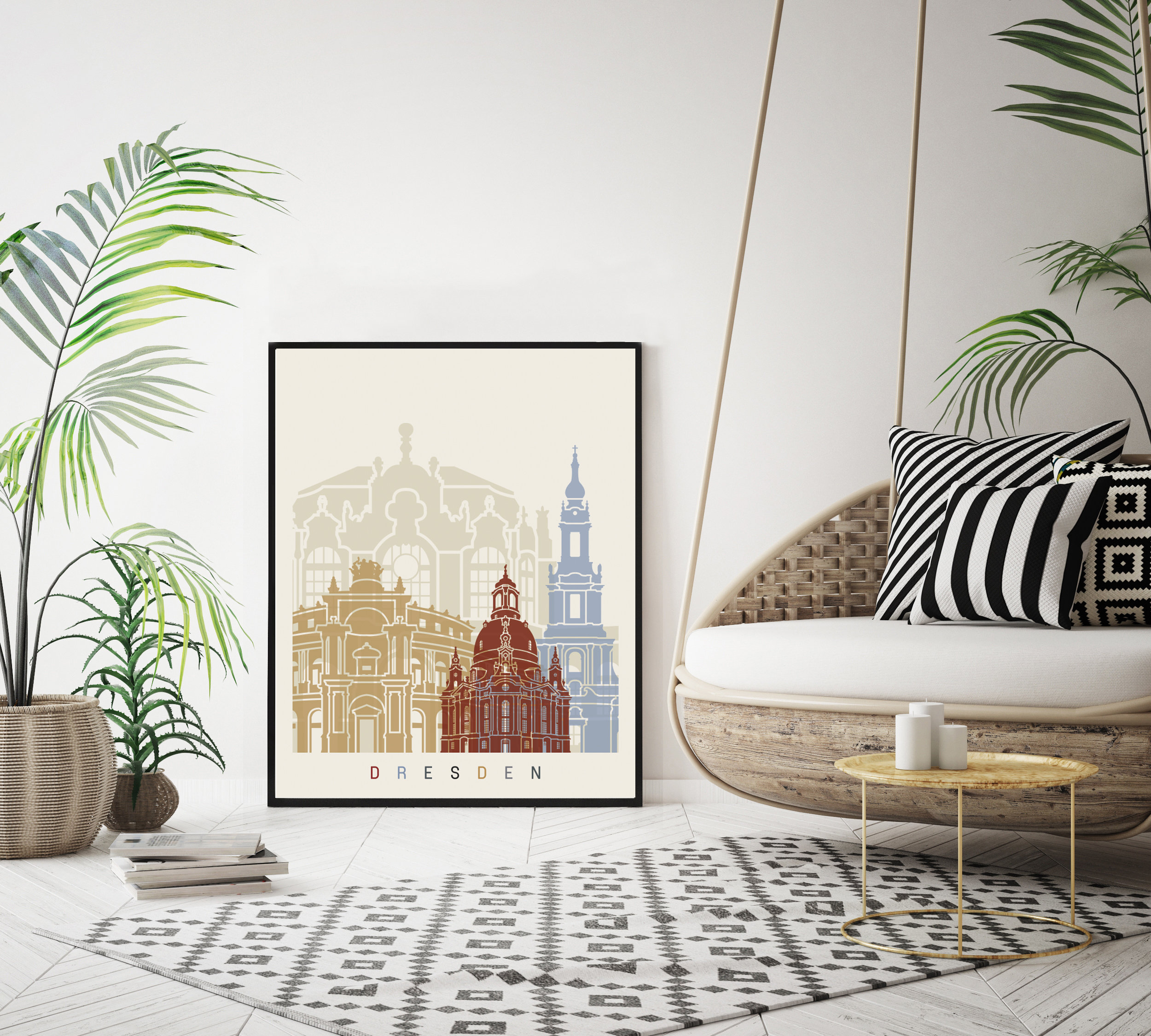 Dresden Skyline Poster - Fine Art Print Landmarks Skyline Poster Gift ...