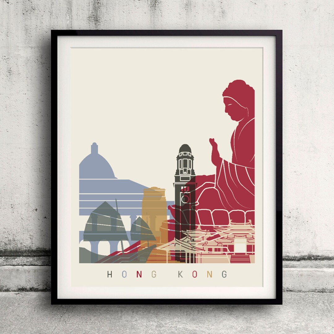 Hong Kong Skyline Poster 8x10 In. to 12x16 In. Fine Art Print Glicee ...