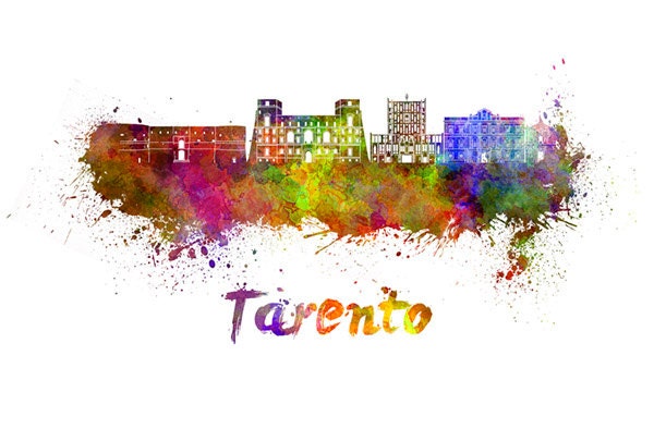 Tarento Skyline in Watercolor Over White Background With Name - Etsy