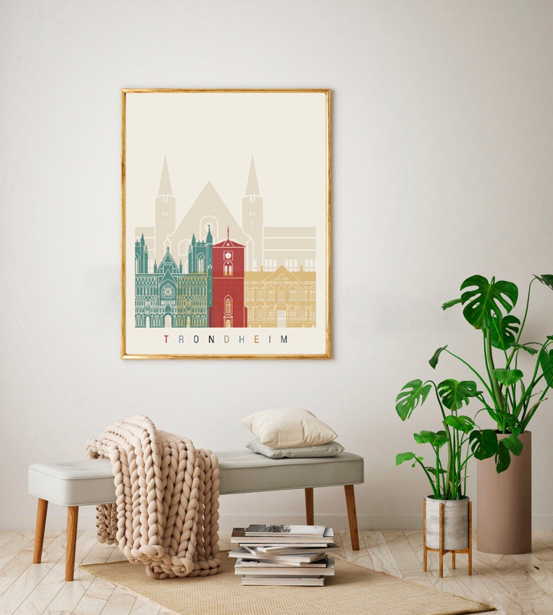 Trondheim Skyline Poster - Fine Art Print Landmarks Skyline Poster Gift ...