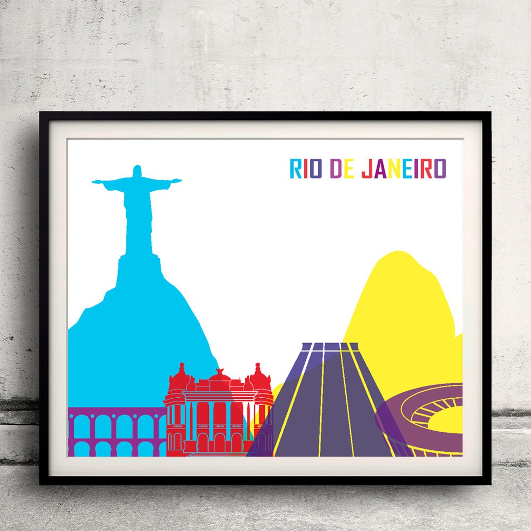 Rio De Janeiro Pop Art Skyline 8x10 In. to 12x16 In. Fine Art Print ...