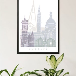 Cardiff Skyline Poster - Fine Art Print Landmarks Skyline Poster Gift ...