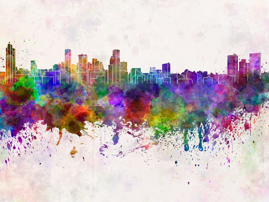 Baltimore Skyline in Watercolor Background 8x10 in to 12x16 Poster ...