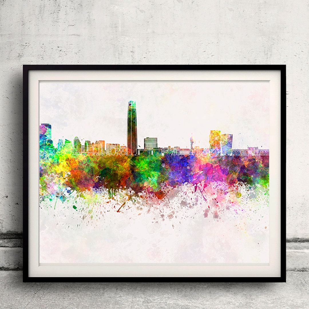 Santiago De Chile Skyline in Watercolor Background - Poster Digital ...