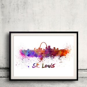 St Louis Skyline in Watercolor Over White Background With Name of City ...