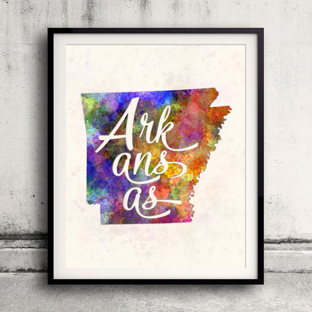 Arkansas - Map in Watercolor - Fine Art Print Glicee Poster Decor Home ...