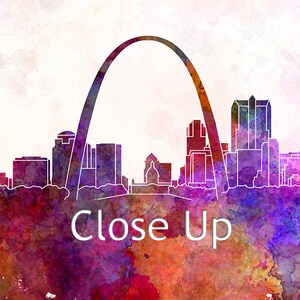 St Louis Skyline in Watercolor Background 8x10 In. to 12x16 In. Poster ...