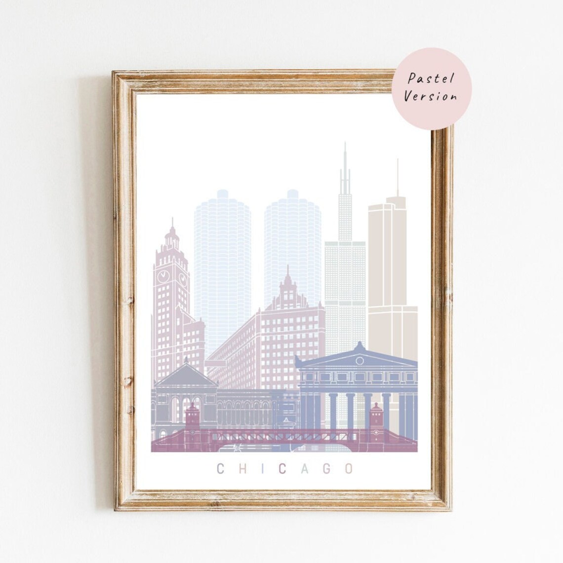 Chicago Skyline Poster Fine Art Print Landmarks Skyline - Etsy