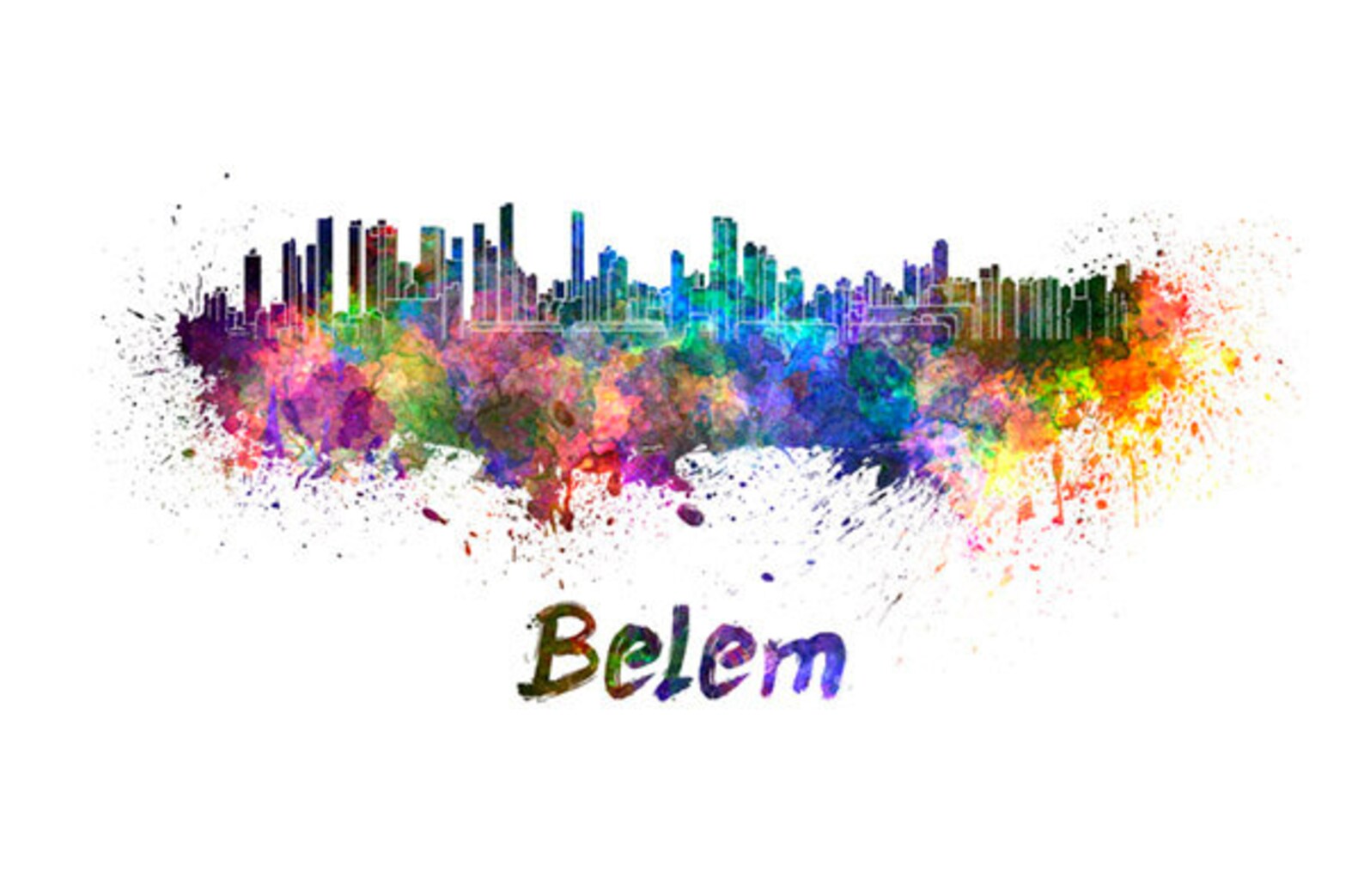 Belem Skyline in Watercolor Over White Background With Name of - Etsy