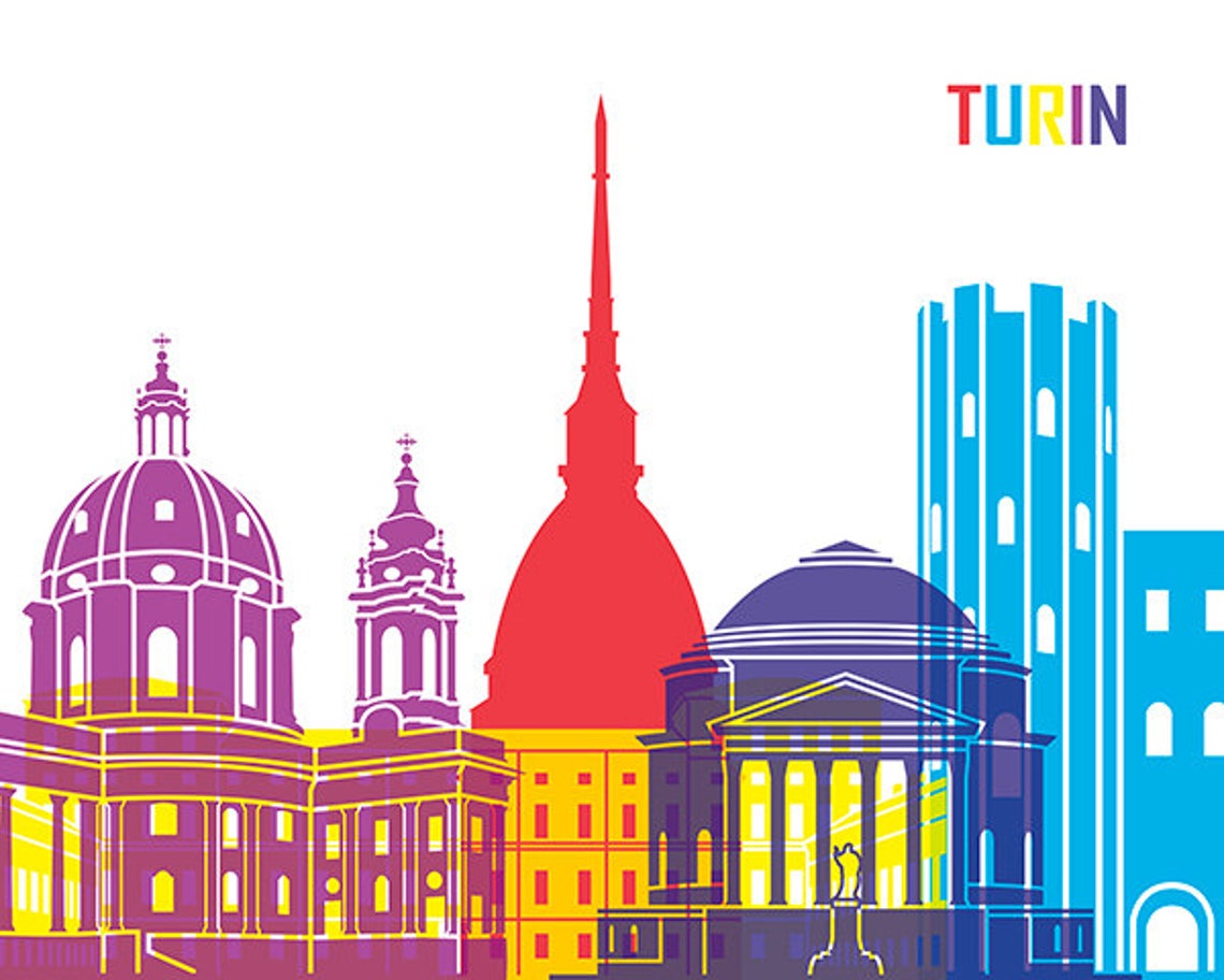 Turin Pop Art Skyline 8x10 In. to 12x16 In. Fine Art Print Glicee ...