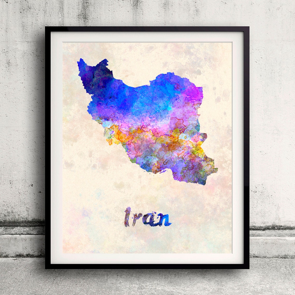 Iran Map in watercolor Fine Art Print Glicee Poster Decor | Etsy
