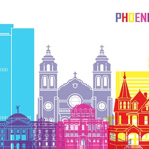 Phoenix Pop Art Skyline - Fine Art Print Glicee Poster Gift ...