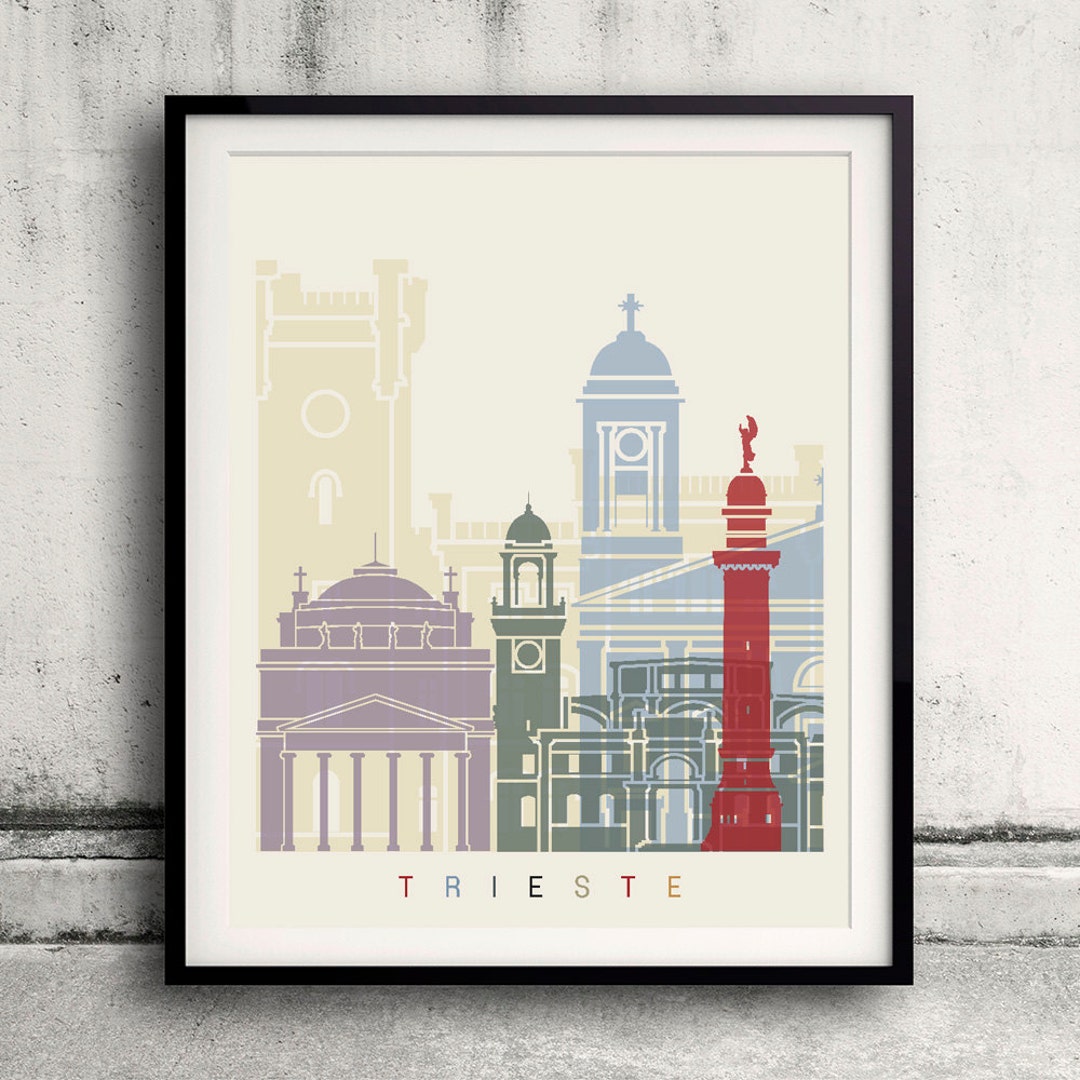 Trieste Skyline Poster - Fine Art Print Landmarks Skyline Poster Gift ...