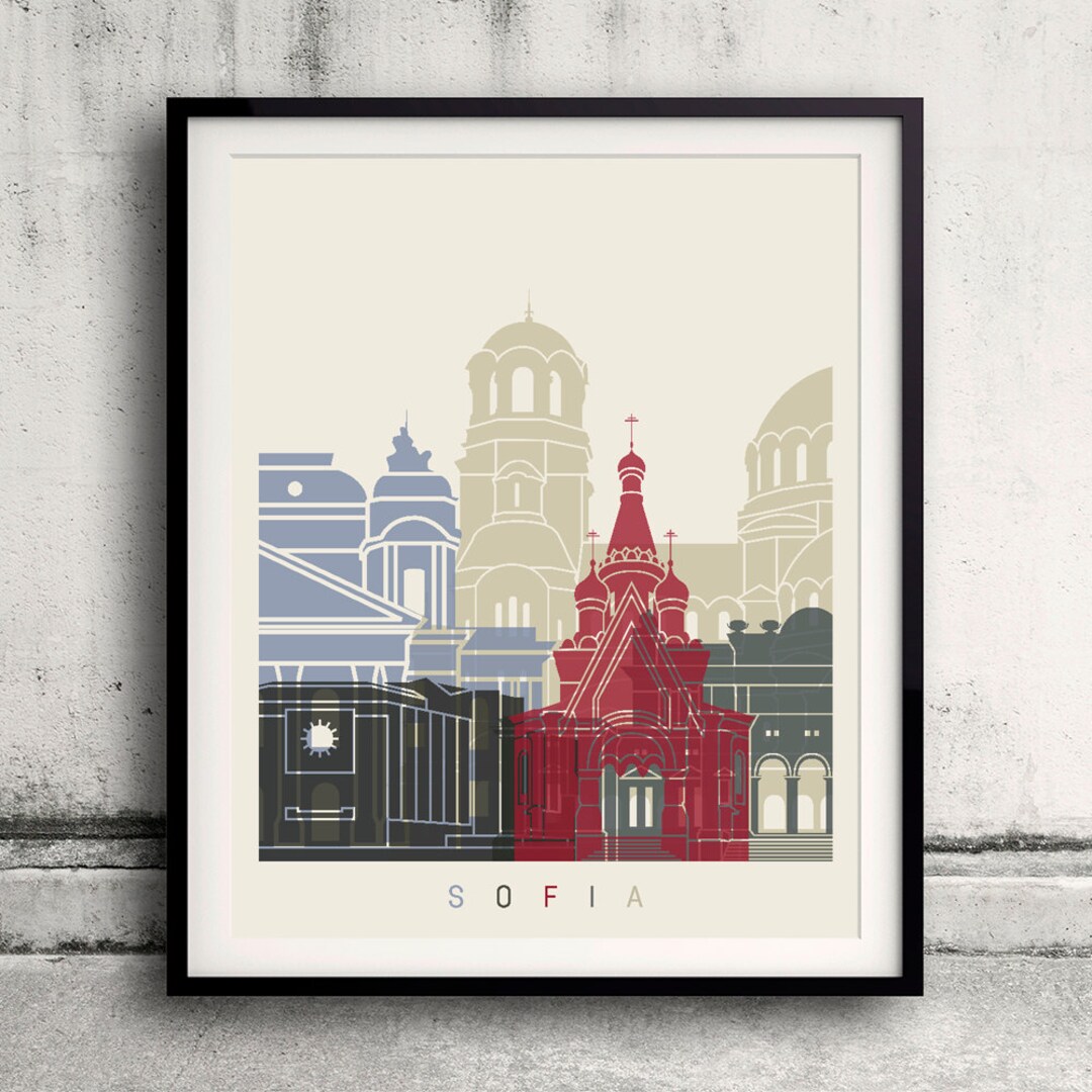 Sofia Skyline Poster - Fine Art Print Landmarks Skyline Poster Gift ...