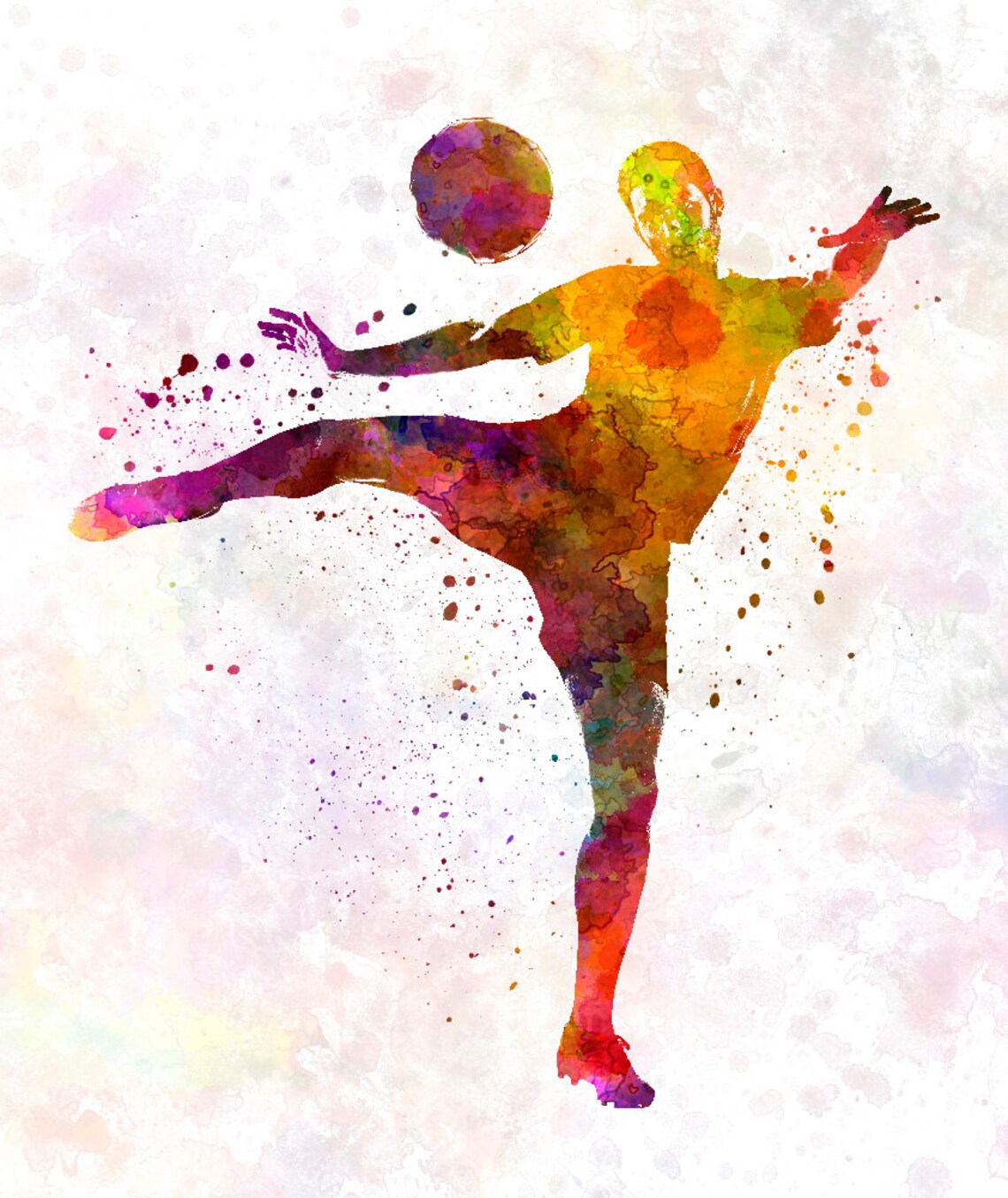 Man Soccer Football Player 07 Poster Watercolor Wall Art | Etsy