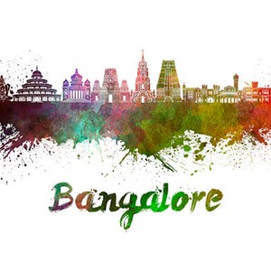 Bangalore Skyline in Watercolor Over White Background With Name of City ...