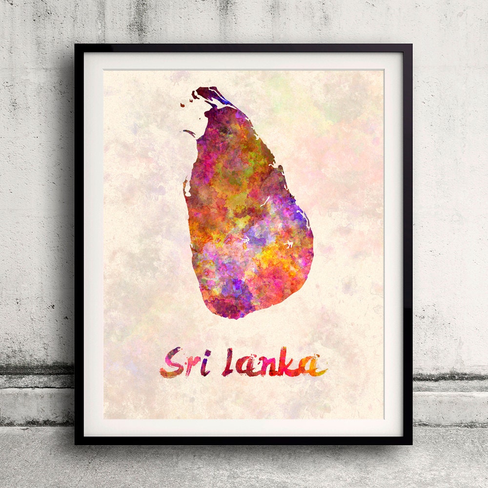 Sri Lanka Map in Watercolor Fine Art Print Glicee Poster | Etsy