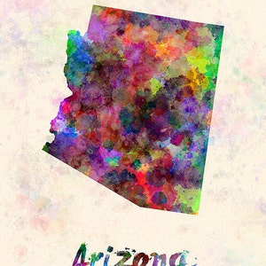 Arizona US State in Watercolor Background 8x10 In. to 12x16 In. Poster ...