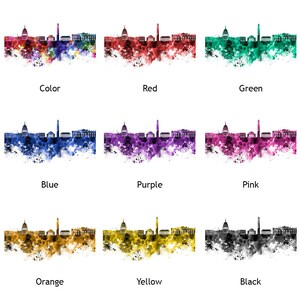 Washington DC Skyline in Watercolor on White, 8 Monochrome Colors, and ...