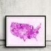United States Map in Pink Watercolor Painting Abstract Splatters - Fine ...