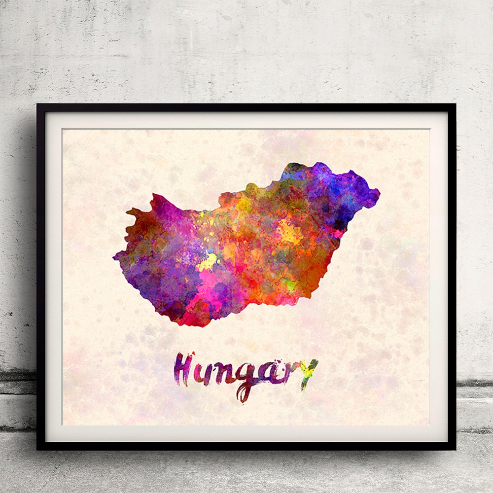 Hungary Map in Watercolor Fine Art Print Glicee Poster | Etsy