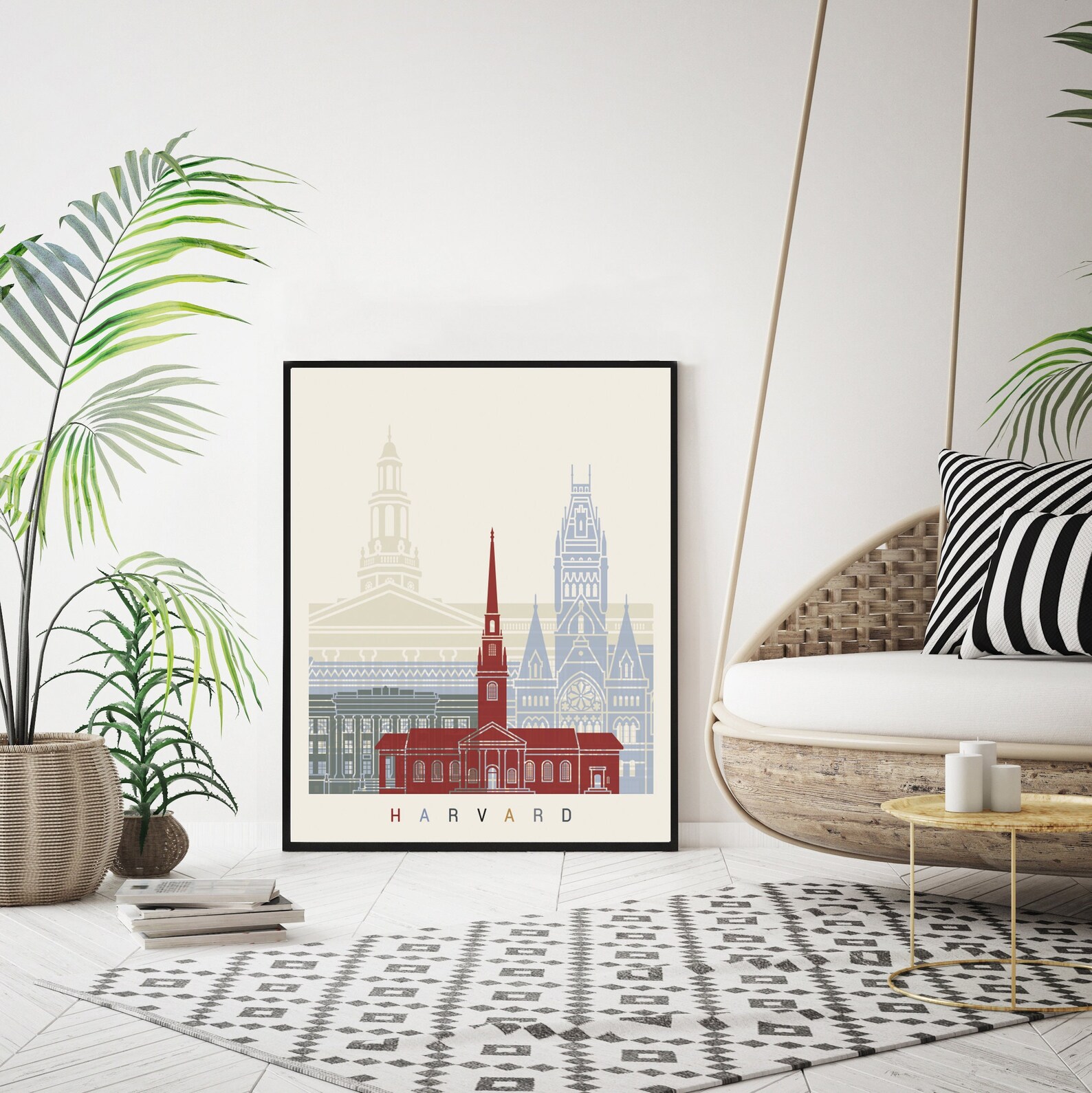 Harvard Skyline Poster - Fine Art Print Landmarks Skyline Poster Gift ...